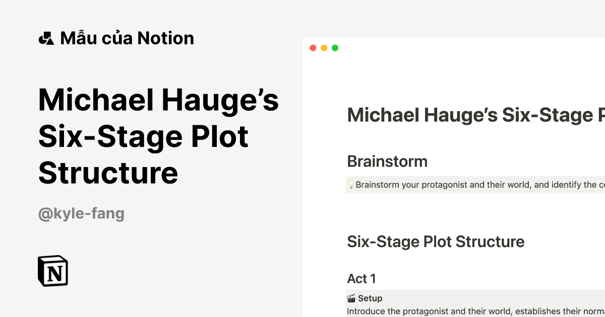 Michael Hauge’s Six-Stage Plot Structure Mẫu do Kyle Fang tạo | Thị trường Notion