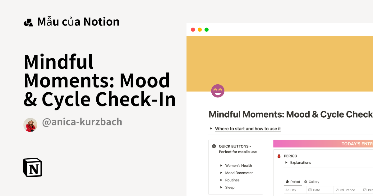 Mindful Moments: Mood & Cycle Check-In Mẫu do Anica Kurzbach tạo | Thị ...
