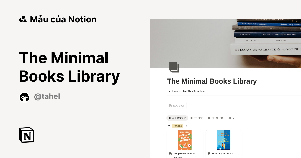 Mẫu The Minimal Books Library | Thị trường Notion