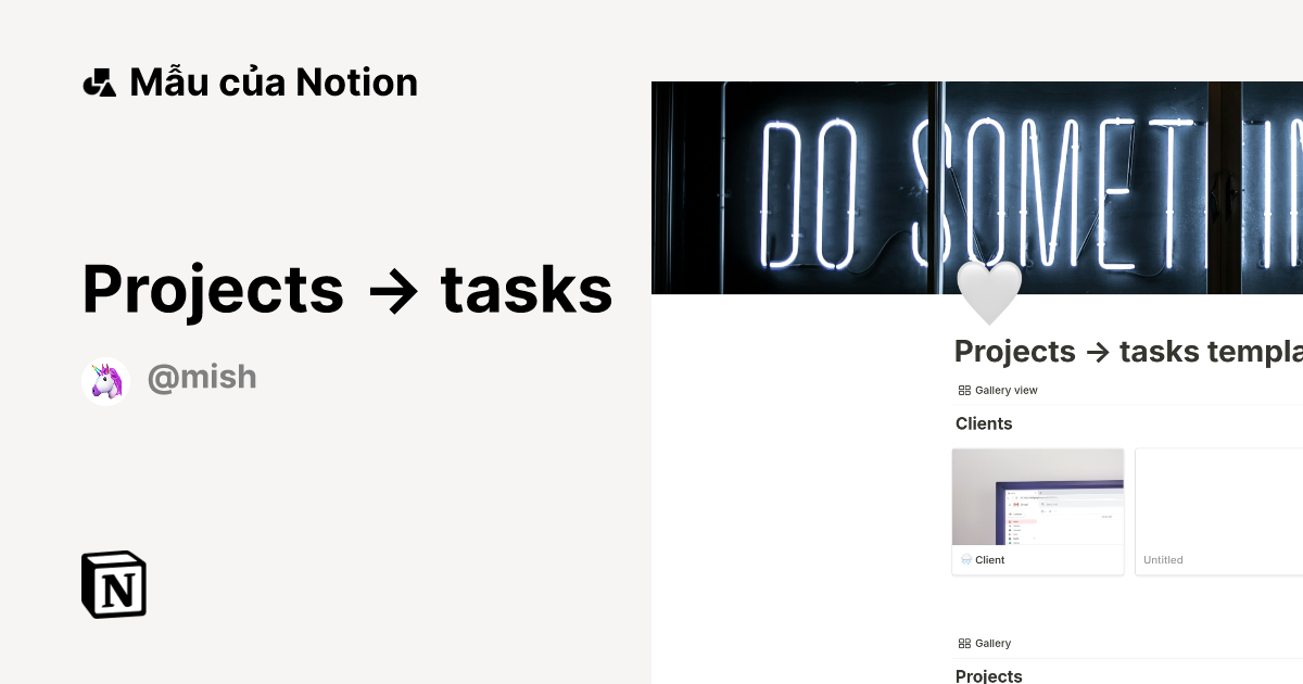 Mẫu Projects → tasks | Thị trường Notion