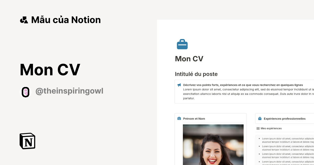 Mẫu Mon CV | Thị trường Notion