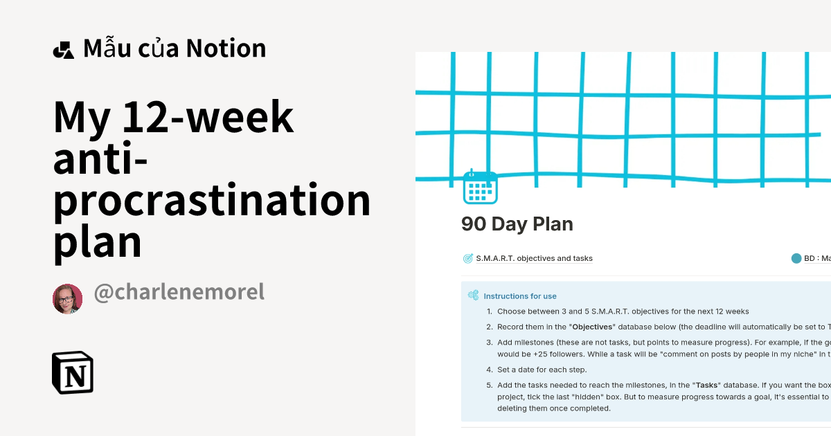 My 12-week anti-procrastination plan Mẫu do Charlene Morel tạo | Thị ...