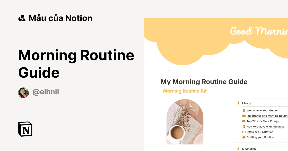 Mẫu Morning Routine Guide | Thị trường Notion