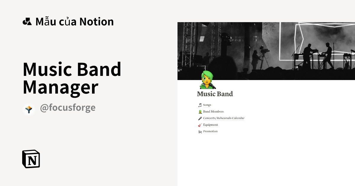 Music Band Manager Mẫu do Viorel Postica tạo | Thị trường Notion