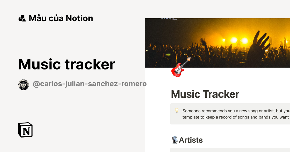 Music tracker Mẫu do Carlos Julián Sánchez Romero tạo | Thị trường Notion