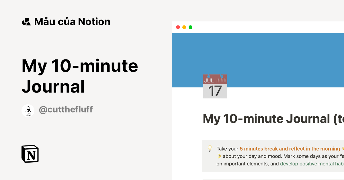Mẫu My 10-minute Journal | Thị trường Notion
