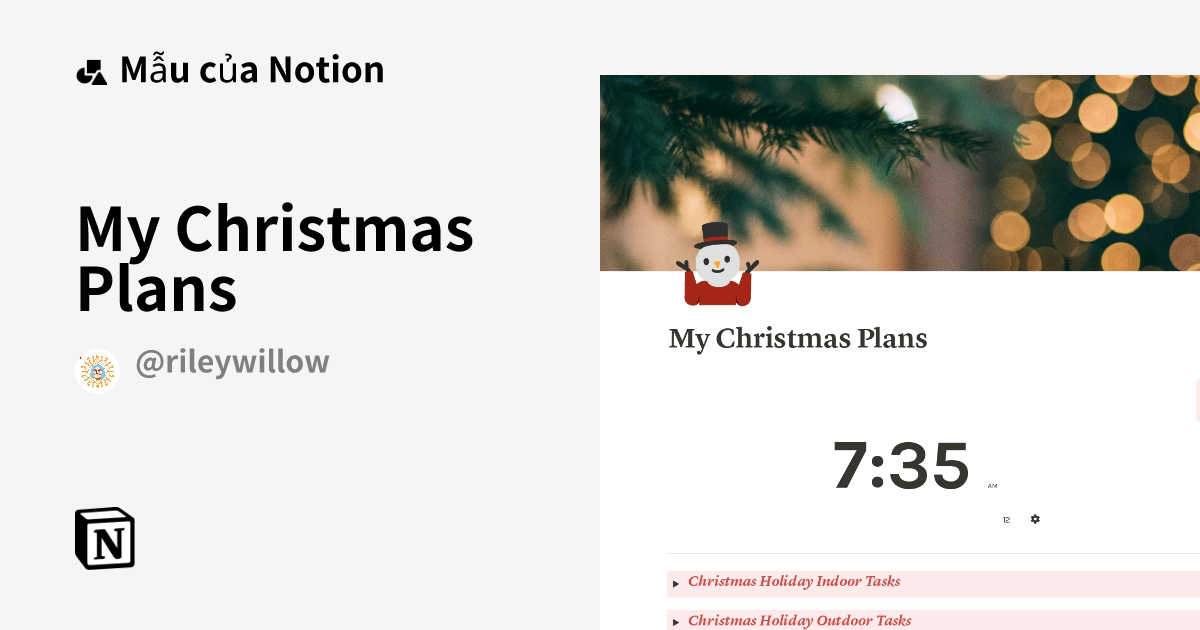 Mẫu My Christmas Plans | Thị trường Notion
