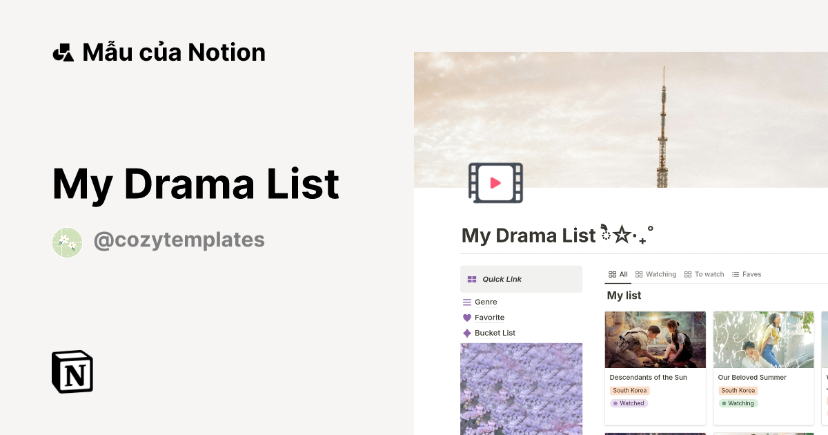 Mбє U My Drama List Thб Trж б ќng Notion