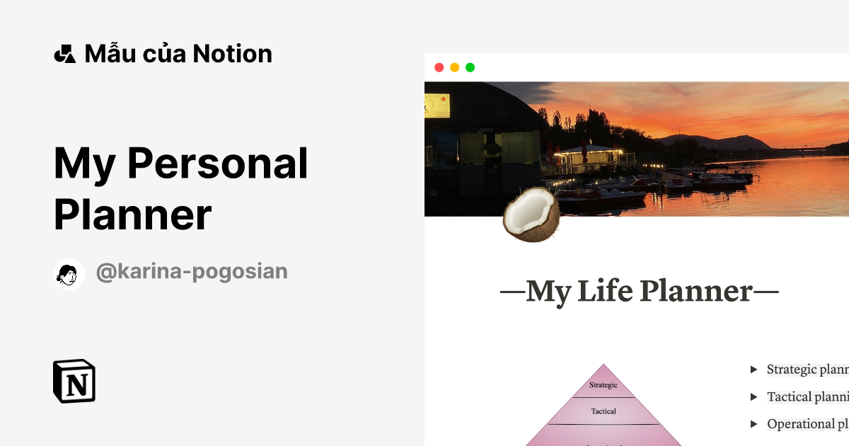 Mẫu My Personal Planner | Thị trường Notion