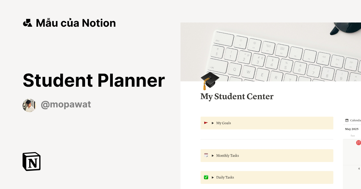 Mẫu Student Planner | Thị trường Notion