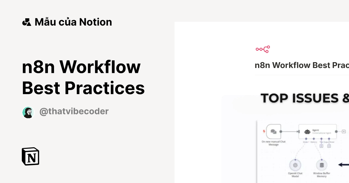 n8n Workflow Best Practices Mẫu do That Vibe Coder tạo | Thị trường Notion