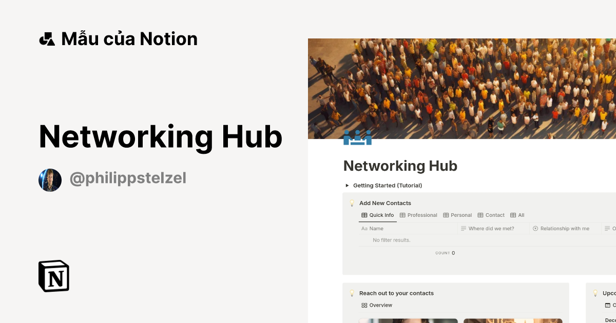 Mẫu Networking Hub | Thị trường Notion