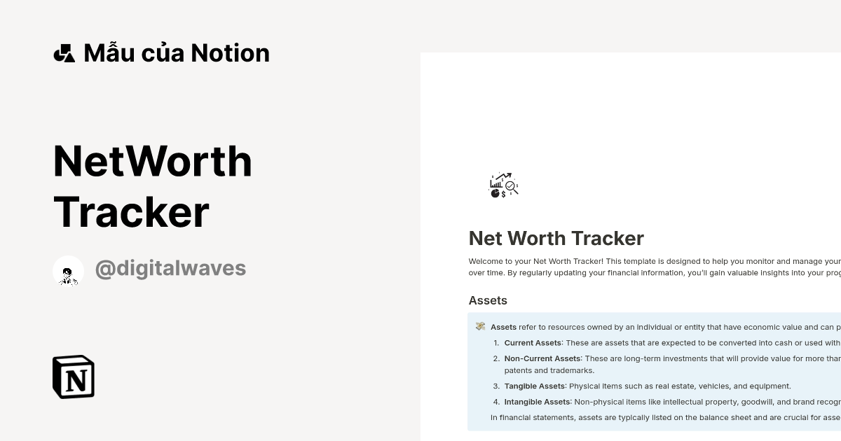 Mẫu NetWorth Tracker | Thị trường Notion