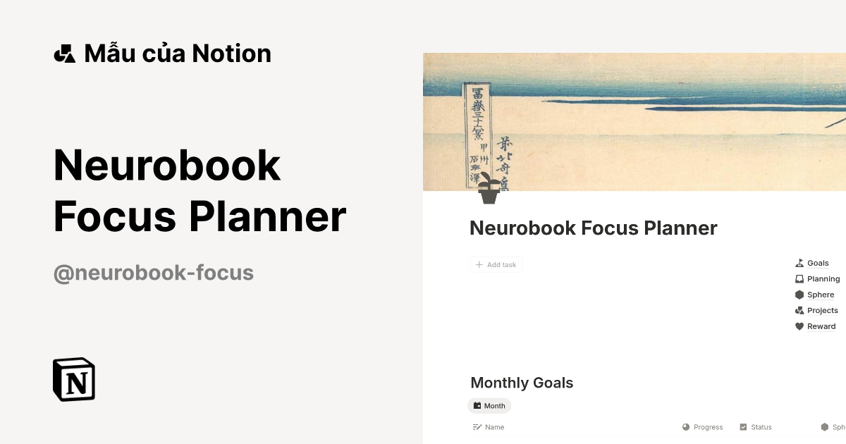 Neurobook Focus Planner Mẫu do Neurobook tạo | Thị trường Notion