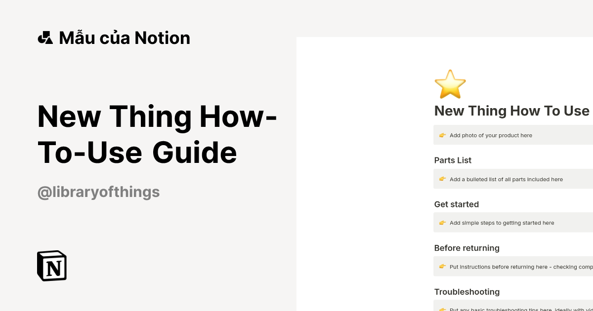 New Thing How-To-Use Guide Mẫu do Ben Gill, Library of Things tạo | Thị ...