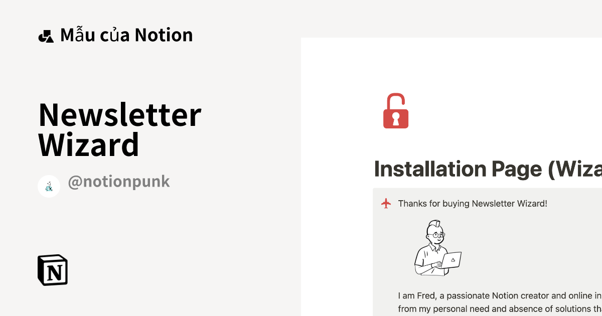 Newsletter Wizard Mẫu do Fred | Notion Punk tạo | Thị trường Notion