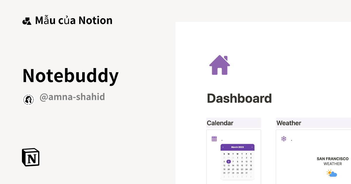 Notebuddy Mẫu do Amna Shahid tạo | Thị trường Notion