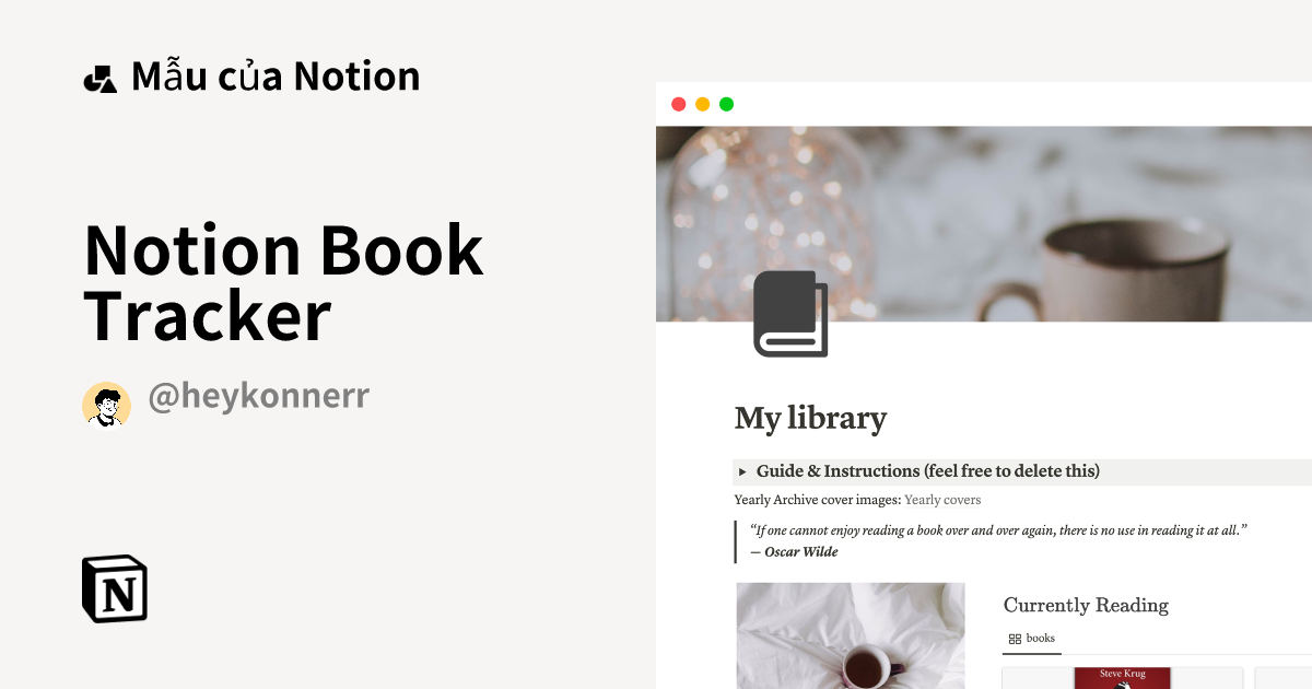 Notion Book Tracker Mẫu do Konner tạo | Thị trường Notion