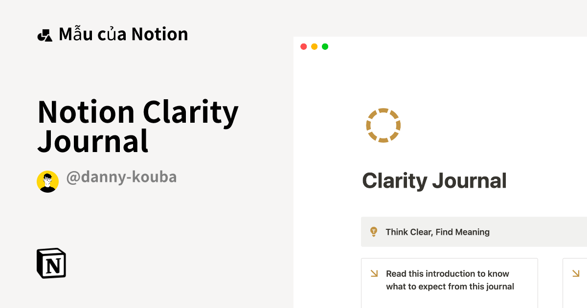 Mẫu Notion Clarity Journal | Thị trường Notion