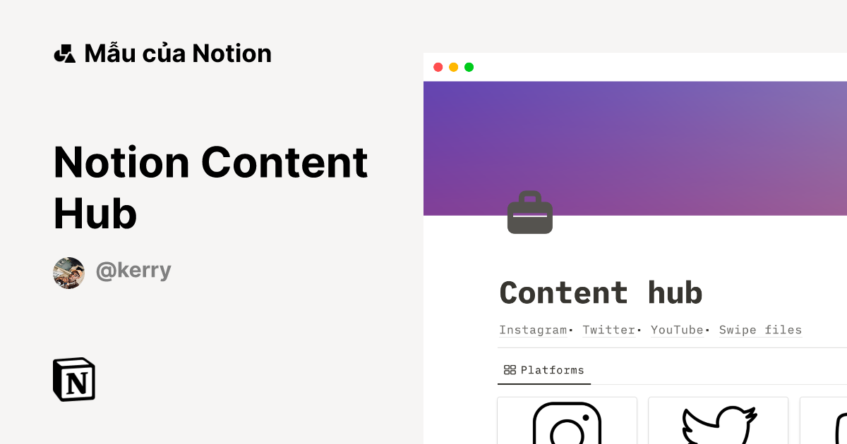 Notion Content Hub Mẫu do Edun Kerry tạo | Thị trường Notion