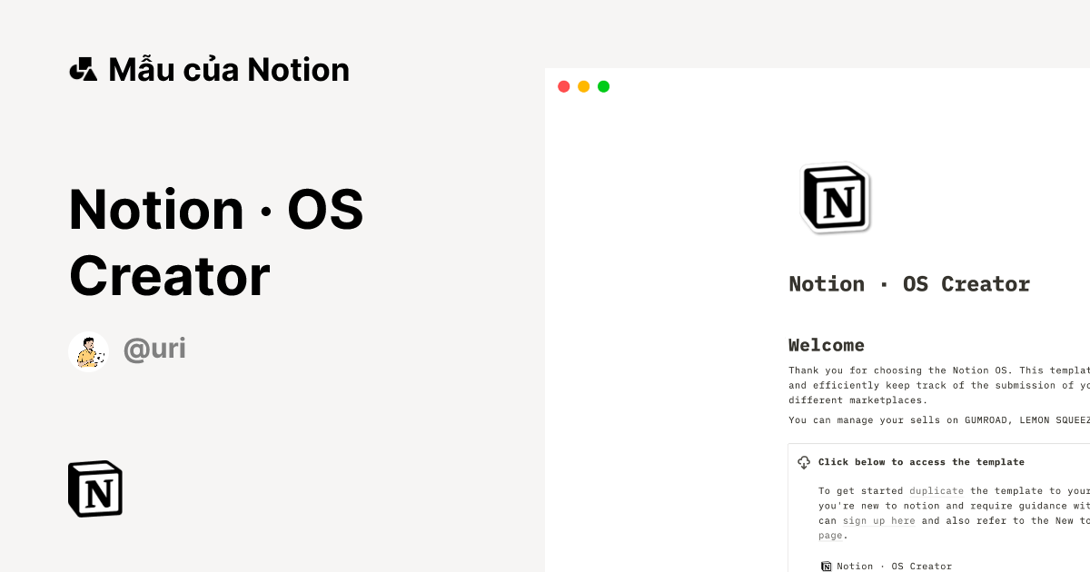 Mẫu Notion · OS Creator | Thị trường Notion