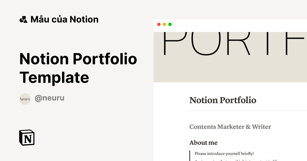 Mẫu Notion Portfolio Template | Thị trường Notion