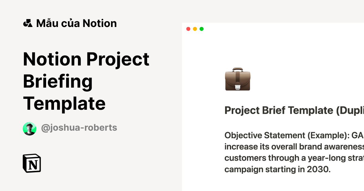 Notion Project Briefing Template Mẫu do Joshua Roberts tạo | Thị trường ...