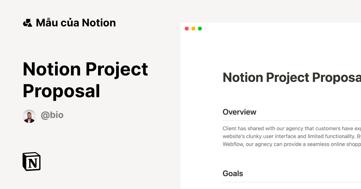 Notion Project Proposal Mẫu do Matt Bio tạo | Thị trường Notion