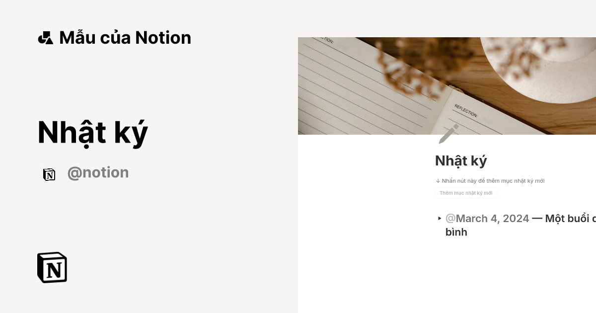 Mẫu Nhật ký 2025 | Thị trường Notion