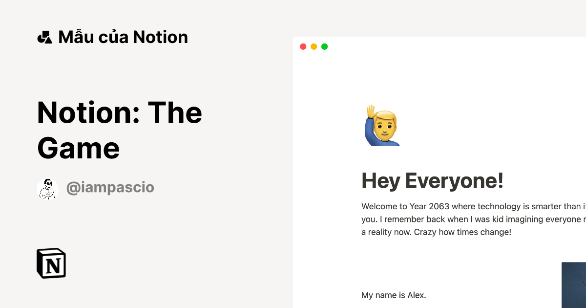 Notion: The Game Mẫu do Pascio tạo | Thị trường Notion
