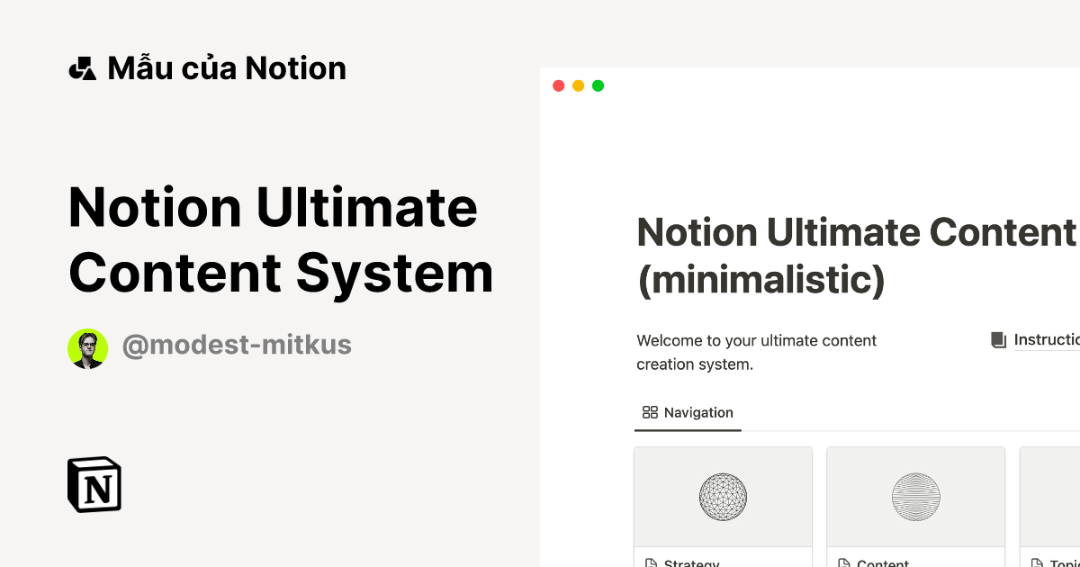 Mẫu Notion Ultimate Content System | Thị trường Notion