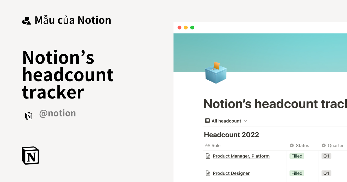 Mẫu Notion’s headcount tracker 2026 | Thị trường Notion