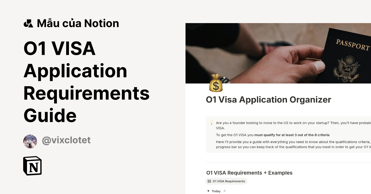 O1 VISA Application Requirements Guide Mẫu do Vix Clotet tạo | Thị ...