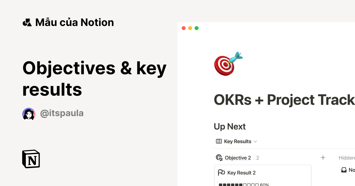 Mẫu Objectives & key results | Thị trường Notion