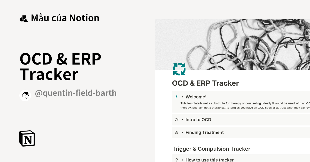 Mẫu OCD & ERP Tracker | Thị trường Notion