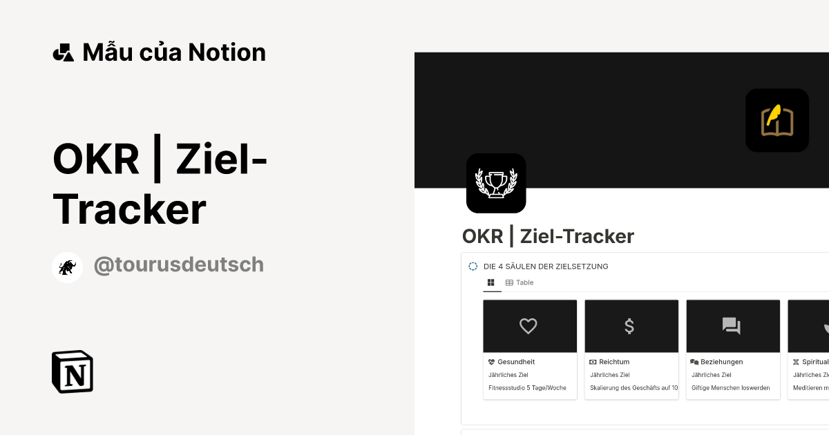Mẫu OKR | Ziel-Tracker | Thị trường Notion