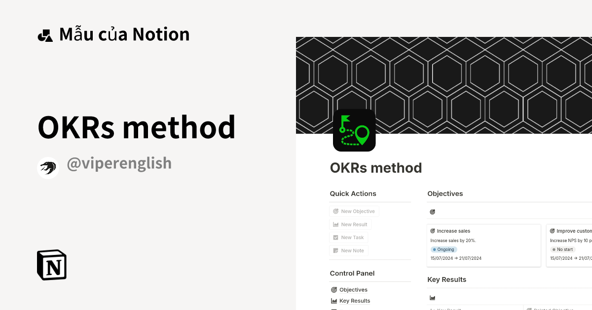 Mẫu OKRs method | Thị trường Notion