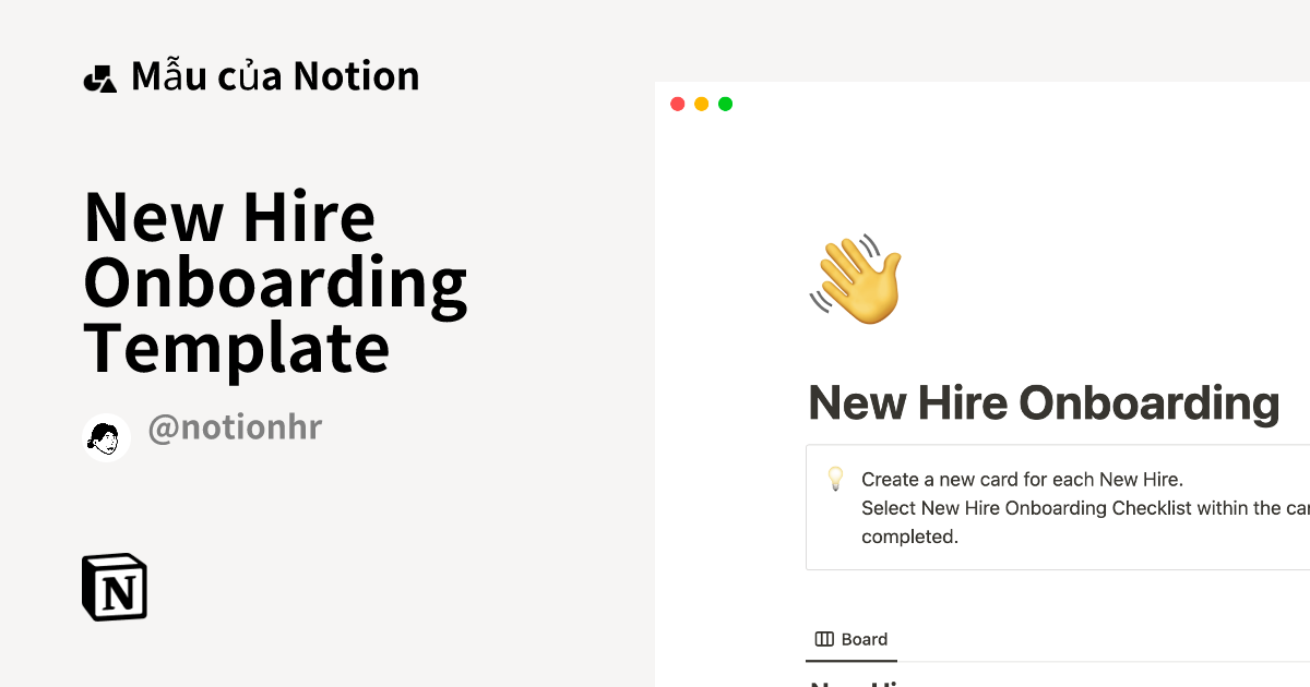 Mẫu New Hire Onboarding Template | Thị trường Notion