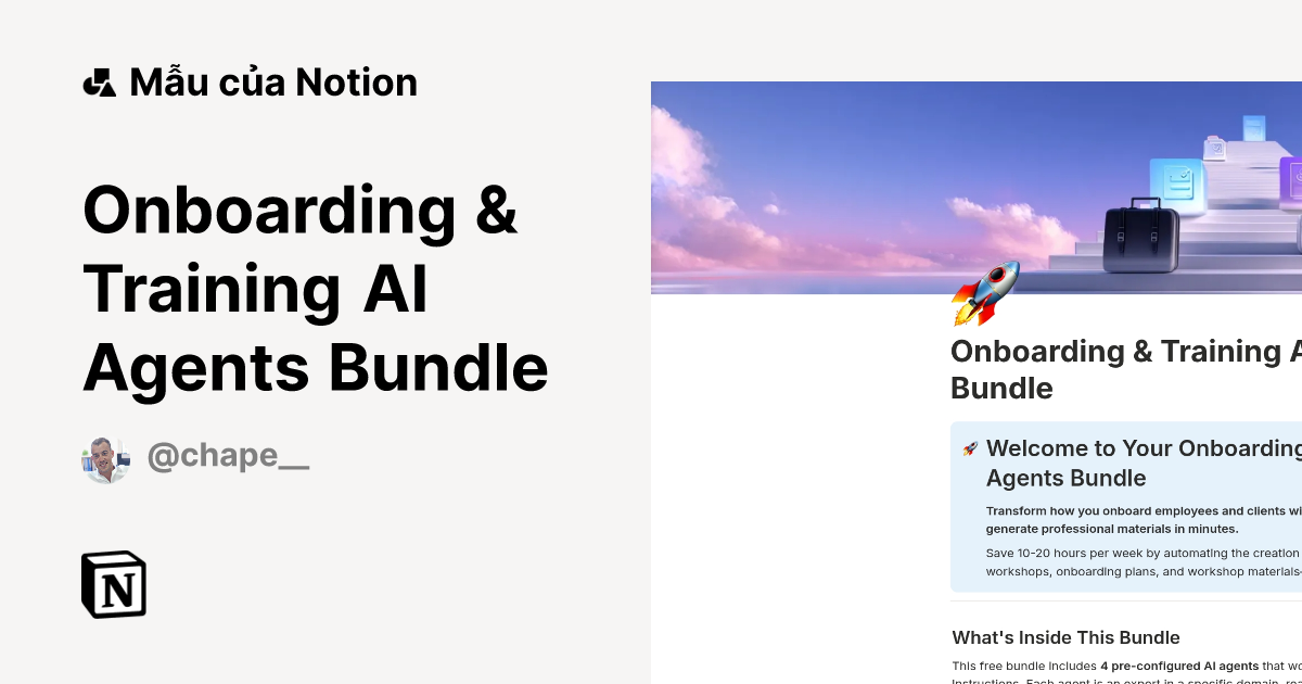 Mẫu Onboarding & Training AI Agents Bundle | Thị trường Notion