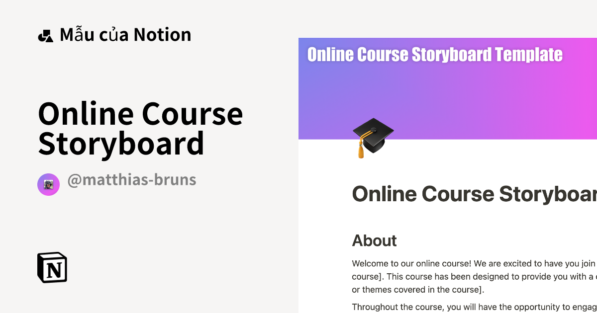 Mẫu Online Course Storyboard | Thị trường Notion