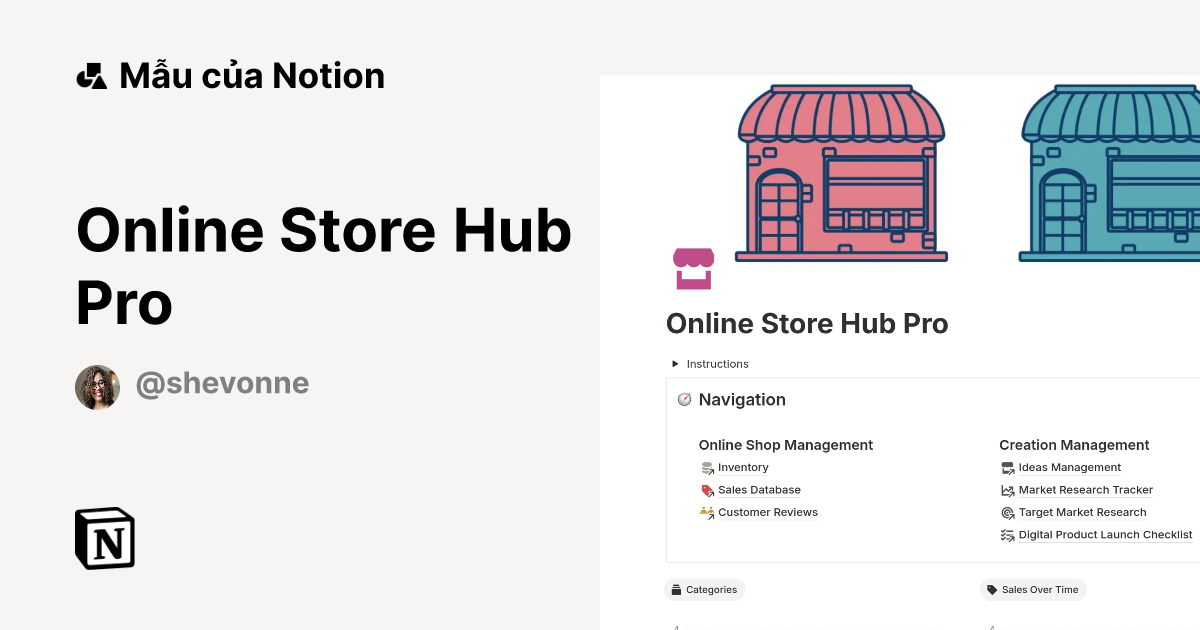 Mẫu Online Store Hub Pro | Thị trường Notion