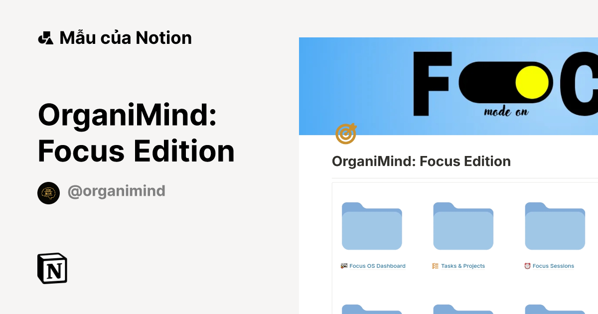 Mẫu OrganiMind: Focus Edition | Thị trường Notion