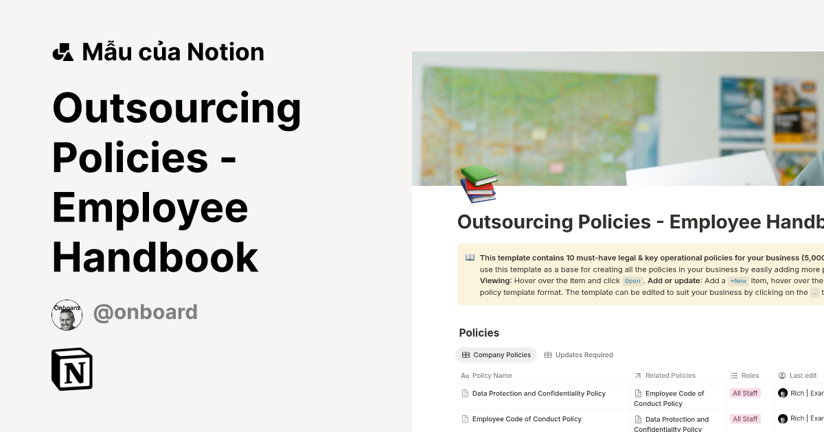 Outsourcing Policies - Employee Handbook Mẫu do Onboarding Checklists ...