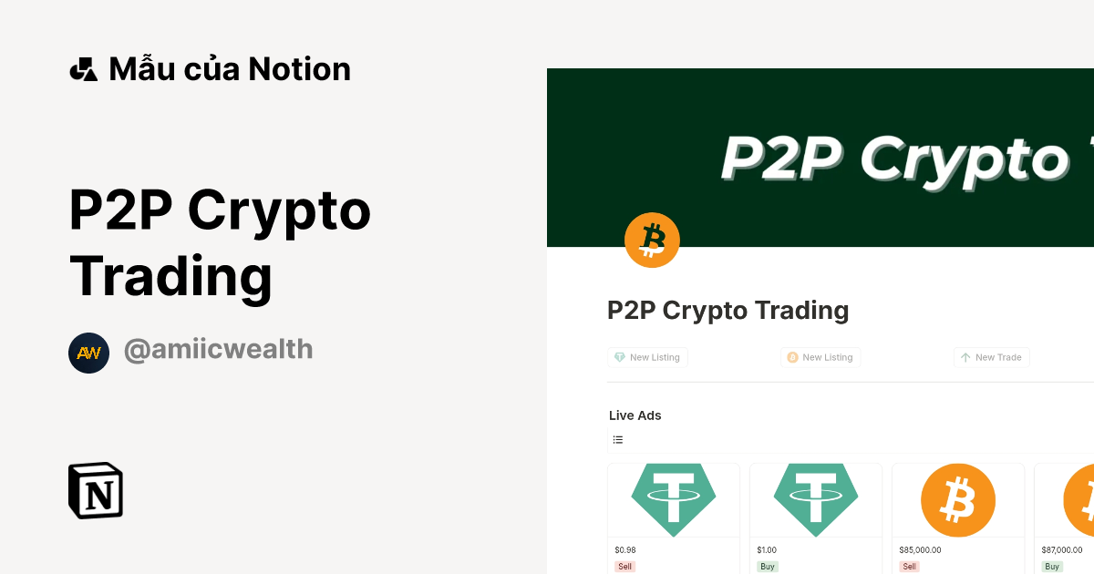 P2P Crypto Trading Mẫu do AMIIC Wealth tạo | Thị trường Notion