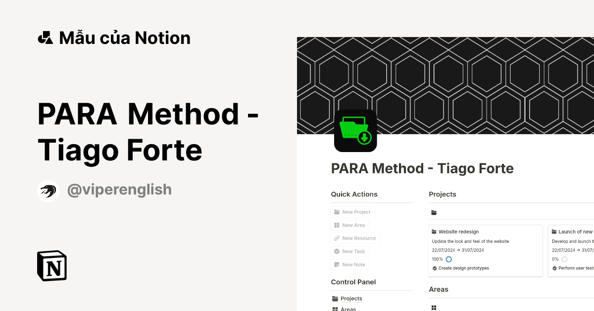 Mẫu PARA Method - Tiago Forte | Thị trường Notion