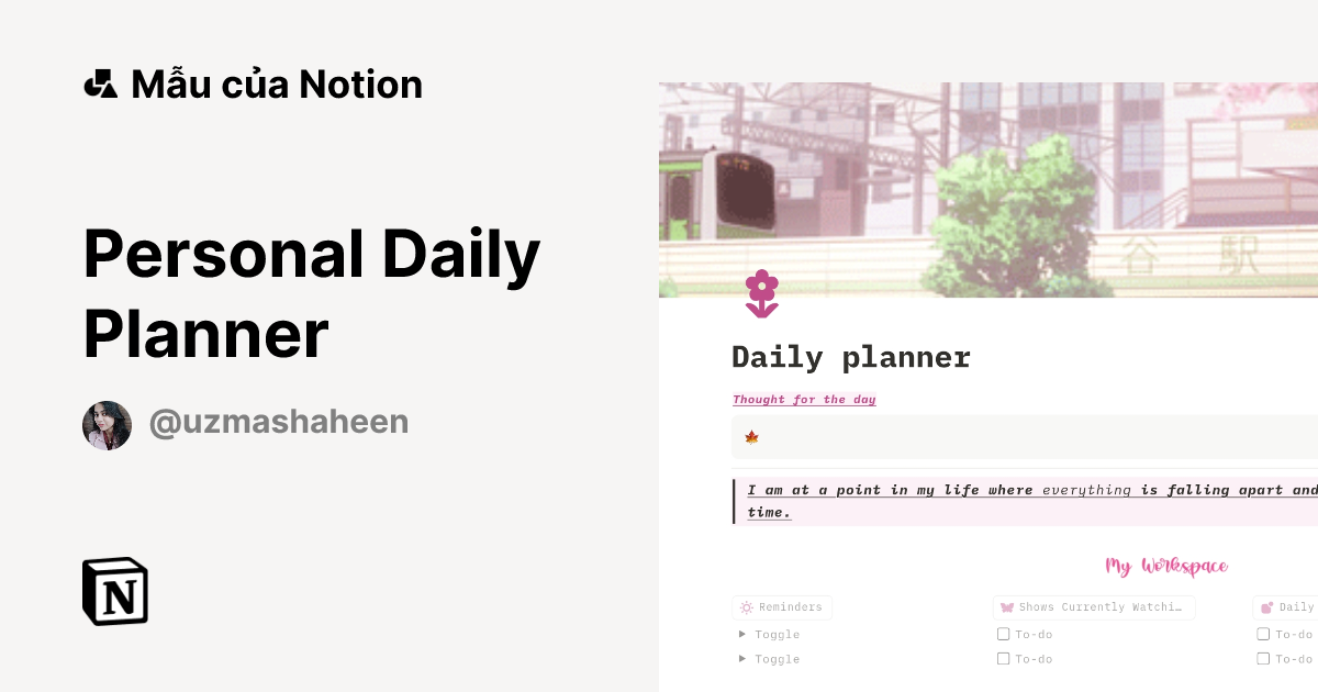 Personal Daily Planner Mẫu do Uzma Shaheen tạo | Thị trường Notion