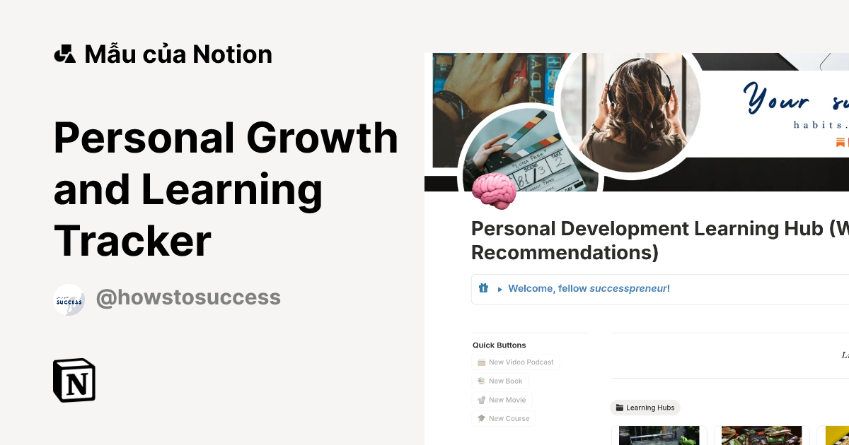 Mẫu Personal Growth and Learning Tracker | Thị trường Notion