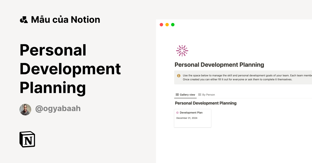 Mẫu Personal Development Planning | Thị trường Notion