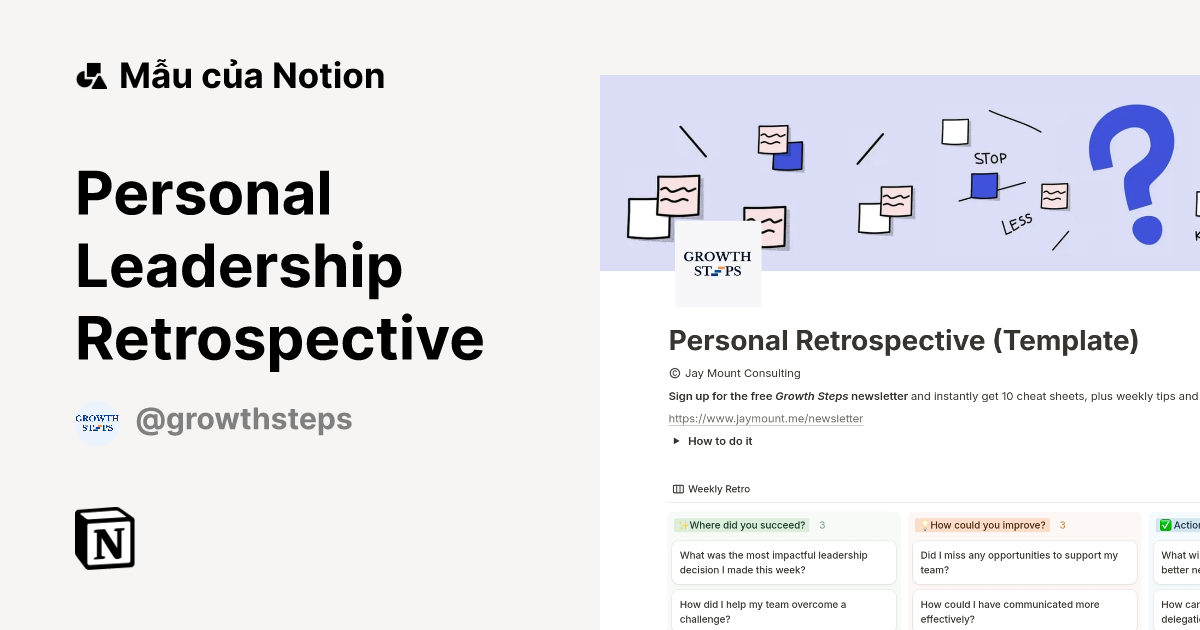 Mẫu Personal Leadership Retrospective | Thị trường Notion
