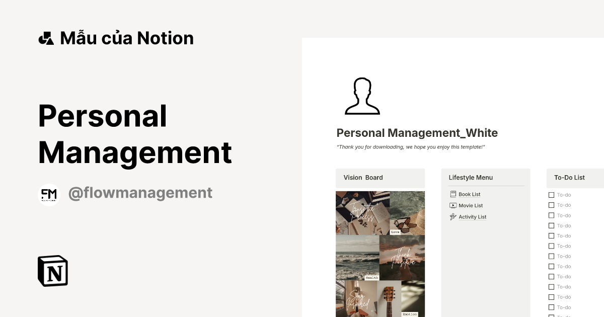 Mẫu Personal Management | Thị trường Notion